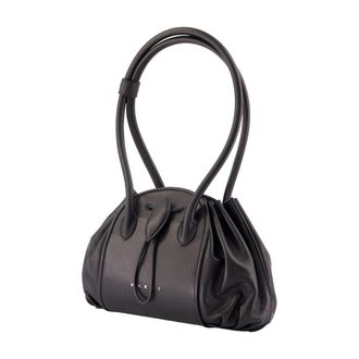 Marni Womens Tulipea Shopper Bag - Marni Leather Black Calfskin Totes-Shopping-Bags