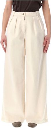 Sessun Femme, Pantalons, Beige, Taille: 34 FR Dieugi Pleated Denim