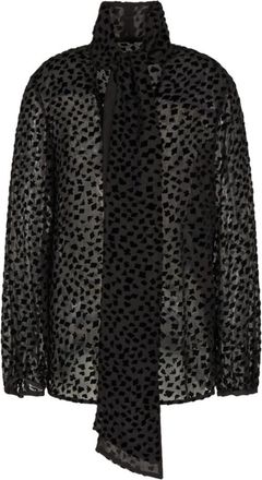 Emporio Armani Femme, Blouses et Chemises, Noir, Taille: 42 FR Jeu de Cartes chemise en tulle d&eacute;vor&eacute; avec col foulard