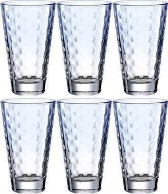 Leonardo Leonardo Optic Trink-Gl&auml;ser 6er Set, sp&uuml;lmaschinenfeste Longdrink-Gl&auml;ser, bunte Trink-Becher aus Glas, Getr&auml;nke-Set, hellblau, 300 ml, 025900