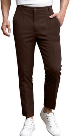 Generic Pantalon slim fit homme avec fermeture &eacute;clair lat&eacute;rale, tissu &eacute;lastique, haute densit&eacute;, pour bureau et soir&eacute;e, avec poches &agrave; cigarette, ourlet personn