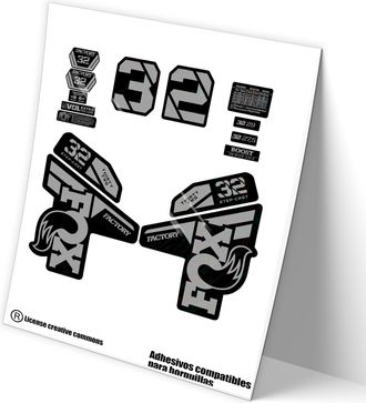 Generico Ref: VP465 Aufkleber, kompatibel mit FOX 32 STEP CAST FACTORY 2021-22 MTB, Sticker, Aufkleber, Aufkleber f&uuml;r Mountainbikes (Silber)