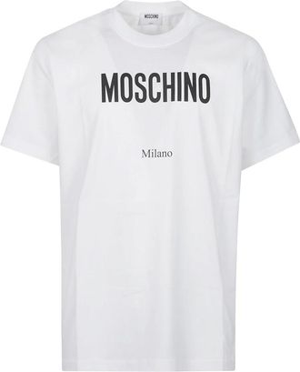 Moschino Homme, Tops, Blanc, Taille: L Logo Print T-Shirt
