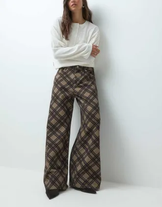 Reclaimed Vintage jean baggy imprim&eacute; carreaux-Multi