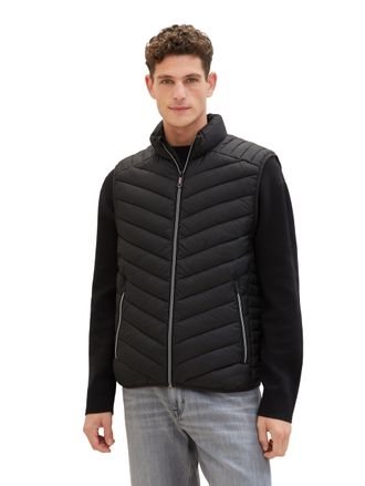 Tom Tailor Herren Lightweight Steppweste mit Stehkragen, 29999 - Black, XL