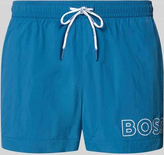 HUGO BOSS Regular Fit Badeshorts mit Label Print Modell MOONEYE