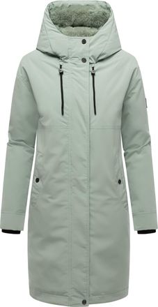 Navahoo Damen Langer Mantel warme Winterjacke mit Kapuze Hageltanz 14 Smokey Mint Gr. 4XL