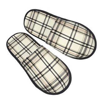 Generic Pantoufle Motif &Agrave; Carreaux &Eacute;cossais Traditionnel Chaussures Hiver Antid&eacute;rapants Slippers Pour Homme Unisex Femme M