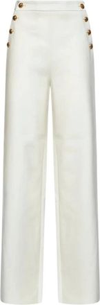 Max Mara Palazzo-Hose mit Kn&ouml;pfen - - Trousers - Damen - Wei&szlig; - XS