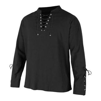 Generic Chemise m&eacute;di&eacute;vale &agrave; manches longues pour homme - Costume dHalloween, Noir, XXL