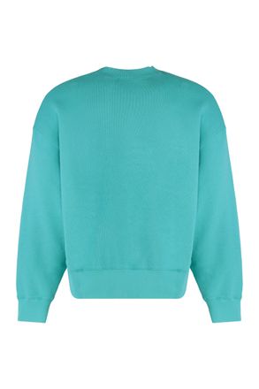 Palm Angels Mens Crew Neck Cotton Sweatshirt With Patch Bear Green Sweatshirts Sweater