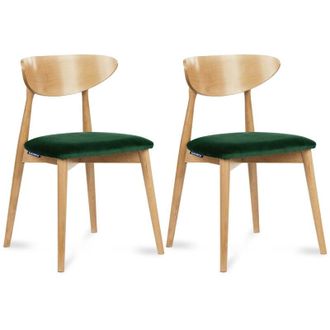 Konsimo Esszimmerst&uuml;hle 2 St rabi Gestell aus Massivholz, Dunkelgr&uuml;n, Stoff/Holz, Scandinavian, 47x79x45 cm - Konsimo