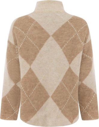Zwillingsherz Rollkragenpullover Argyle gro&szlig;es Rautenmuster, hoher Kragen, Strick, One Size