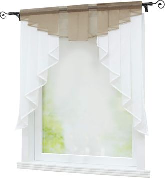 Joyswahl Kleinfenster Scheibengardine Voile Bistrogardine »Gerda« mit Tunnelzug Transparente Gardine Stores BxH 140x145cm Aprikose 1er Pack