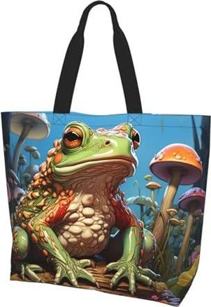 Generic Grenouille De Dessin Anim&eacute; Sac &Agrave; Bandouli&egrave;re Pliable Sacs De Courses L&eacute;ger Sac A Main Femme Pour Travail Gym Voyage