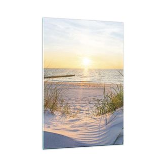 Arttor Wandbilder Dekoration Wohnzimmer Düne Strand Meer Bilder auf Glas 80x120cm Glasbild Schlafzimmer Küche Deko Wand Kunstdruck Art Groß XXL Wanddeko Bild