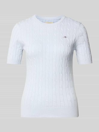 GANT Strickshirt mit Zopfmuster und Label-Stitching