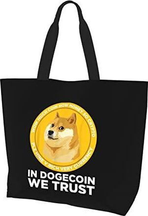 AOOEDM Dans Dogecoin We Trust Ladies Canvas Tote Sac &agrave; provisions r&eacute;utilisable