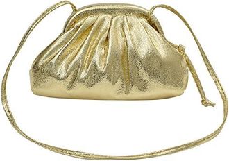 Generic Sac à bandoulière pour femme - Pochette dembrayage - Grande capacité - Sac plissé à épaule unique - Porte-documents en cuir pour femme, doré, Taille u
