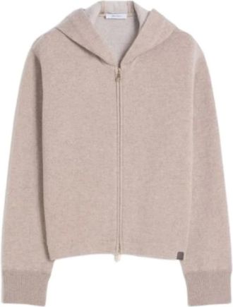 Max Mara Femme, Sweatshirts et sweats &agrave; capuche, Beige, Taille: 38 FR SweaT-shirt en jersey de cachemire et laine