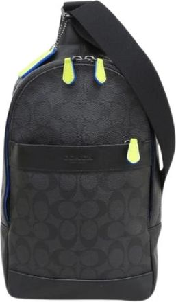 Coach Sac bandouli&egrave;re en toile enduite doccasion - Homme - Pre-owned - Noir - Taille: ONE Size