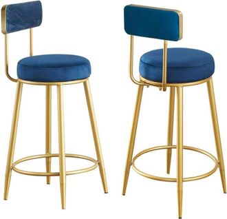 Generic Set mit 2 Barhockern mit R&uuml;ckenlehne, Stoffbezug, Metallbeinen, f&uuml;r K&uuml;chentheke