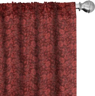 Abakuhaus Blume Vorhänge, Gardinen, Blumen-Blätter und wirbelt, Fensterbehandlungen für Wohnzimmer Schlafzimmer Dekor, 2 Stück 75 cm b x 175 cm h, Burgunder und