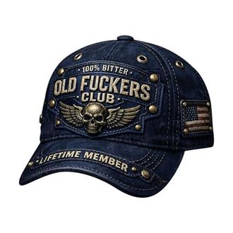 Generic Old Fuckers Club Casquette de baseball vintage, chapeau r&eacute;glable vieilli 100 % Bitter Lifetime Member brod&eacute;, unisexe, chapeau r&eacute;tro cadeau pour homme 