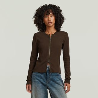 G-Star 2-Way Slim Rib T-Shirt - Braun - Damen