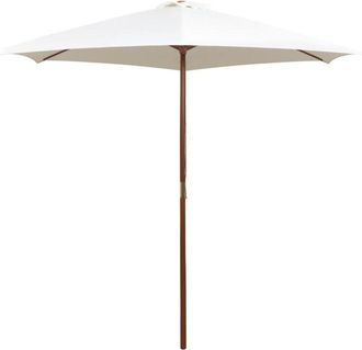 vidaXL Parasol avec poteau en bois 270 x 270 cm Blanc cr&egrave;me
