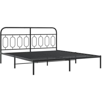 vidaXL Cadre de lit métal sans matelas et tête de lit noir 180x200 cm Vidaxl