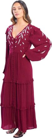 Be You Maxikleid f&uuml;r Damen, gewebter Stoff (Burgunderrot)