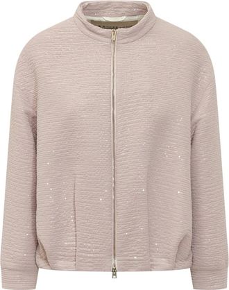 Herno Femme, Vestes, Rose, Taille: 46 FR Manteau en Sequins Voil&eacute;s