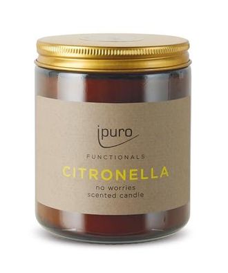 Ipuro FUNCTIONALS Citronella Duftkerze im Glas - erfrischender Duft von Zitronengras, Zitrone & Verbene - Raumduftkerze, Kerze Insektenabwehr mit ätherische