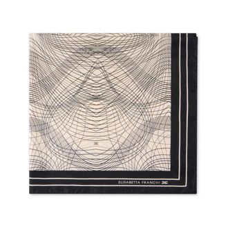 Elisabetta Franchi Femme, Accessoires, Beige, Taille: ONE Size Foulard en soie avec imprim&eacute; abstrait