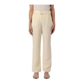 Liu Jo Straight Leg Leinenhose - - Trousers - Damen - Beige - S