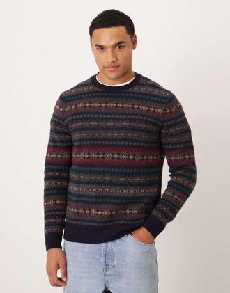 Polo Ralph Lauren Pull en laine jacquard à logo emblématique - Bleu marine