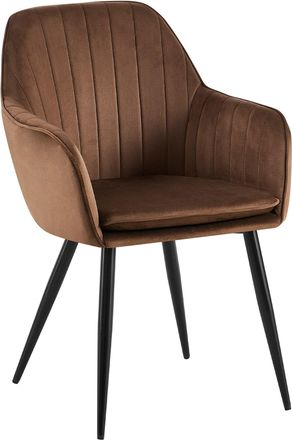 Clp Esszimmerstuhl Cheryl Samt, komfortabler Sessel mit robustem Gestell, Belastbarkeit von max. 150 kg, Farbe:braun, Gestell Farbe:schwarz