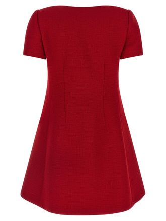 Valentino Garavani Bow-Trimmed Tweed Dress - red