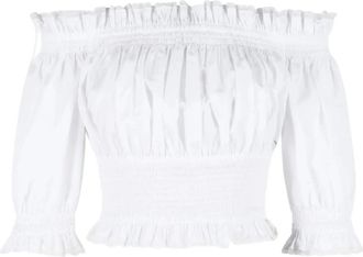 Dolce & Gabbana Femme, Blouses et Chemises, Blanc, Taille: 34 FR Blouse &agrave; &eacute;paules d&eacute;nud&eacute;es