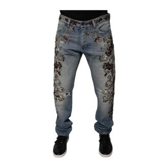 Dolce & Gabbana Blumenstickerei Skinny Jeans - - Jeans - Herren - Blau - XL