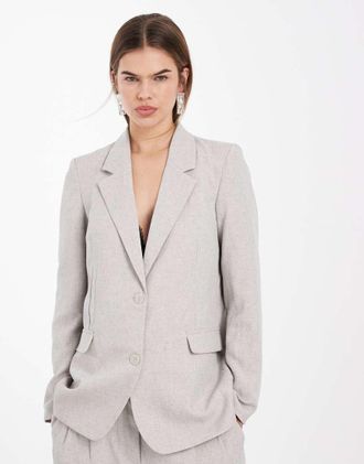 Vero Moda Eleganter Blazer in Natur mit Leinenanteil, Kombiteil-Neutral