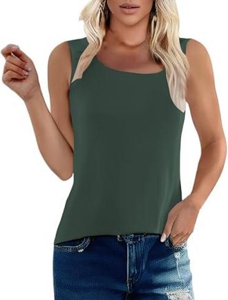 Generic D&eacute;bardeur d&eacute;t&eacute; ample pour femme - L&eacute;ger et &eacute;l&eacute;gant - Sans manches - Tissu rafra&icirc;chissant - Camisole - Respirant - Stretch - A&eacute;r&eacute; - L&eacute;ger, vert, XXL