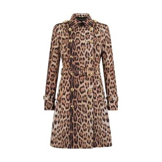 Roberto Cavalli Femme, Robes, Brun, Taille: 36 FR Manteau crois&eacute; &agrave; imprim&eacute; peau de jaguar