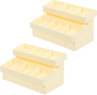DOITOOL 2 Stück Miniatur Gemüse Obst Regal Beige Miniaturregal Deko für Puppenhaus Supermarkt Küchenzubehör Mini Obst Gemüse Aufbewahrungsständer