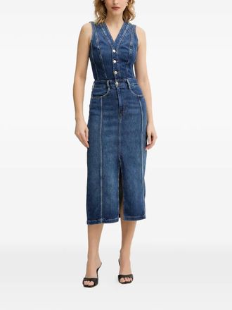 Guess Co robe mi-longue &agrave; boutonni&egrave;re - Bleu