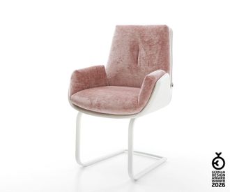 DELIFE Freischwinger Clea-Flex Materialmix Echtleder Wei&szlig;-Ros&eacute; Freischwinger flach Wei&szlig;, Esszimmerst&uuml;hle