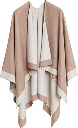 Generic Poncho Femme Hiver Chaud Chale Femme Hiver Chaud Cape Femme Effet enveloppant Ch&acirc;le &Eacute;l&eacute;gant Coloris Contrast&eacute;s Coupe-Vent Automne-Printemps