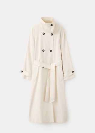 Mango Trench long avec col montant et ceinture blanc cass&eacute; - Femme - XXS - MANGO