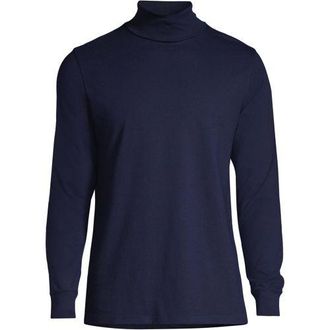 Lands End Super-T Rollkragenshirt, Classic Fit, Herren, Größe:44-46 regular, Blau, Baumwolle, by Lands End
